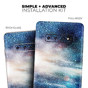 DesignSkinz Blue & Gold Glowing Star-Wave Protective Vinyl Decal Wrap Skin Cover Compatible with The Samsung Galaxy S20 (Screen Trim & Back Glass Skin)