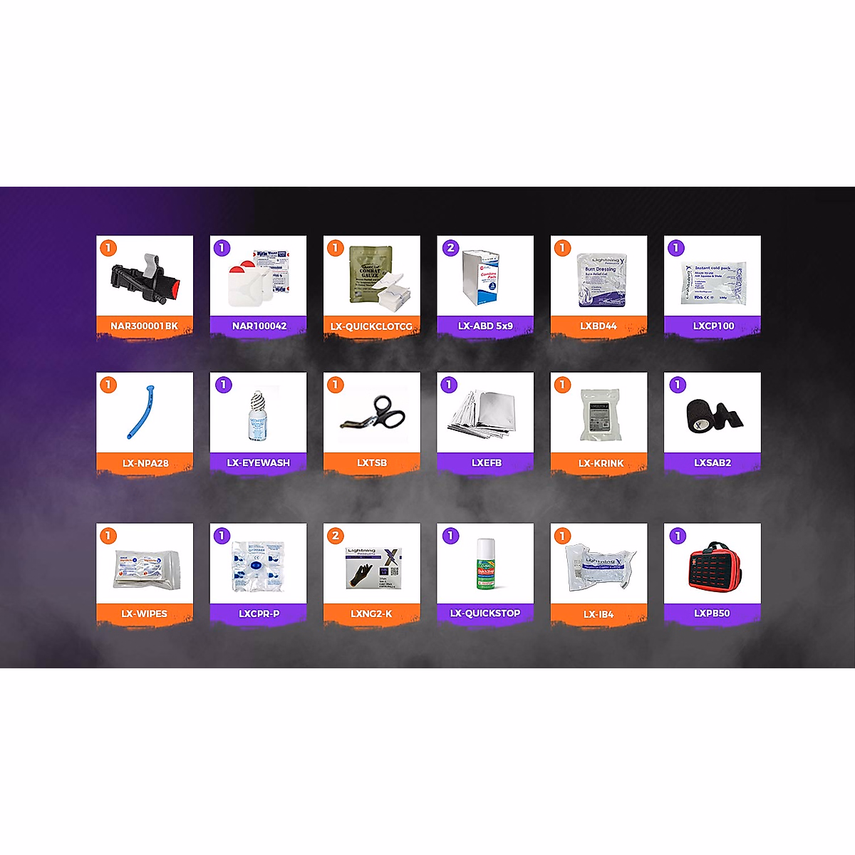 Lightning X Rip-Away Officer's Patrol Tactical Gunshot & Trauma IFAK Kit w/Headrest Mount - RED