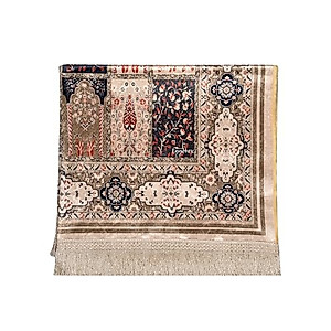 eggetex Muslim Prayer Rug with Beads, Pouch and Islamic Gift | Luxury Prayer Mat | Silky Islamic Prayer Rug | Turkish Prayer Mat | Traditional Muslim Janamaz for Men, Women | Velvet Prayer Rug