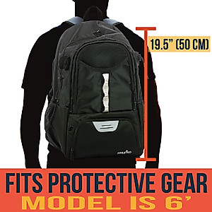 Athletico Turf Lacrosse Bag - Extra Large Lacrosse Backpack - Holds All Lacrosse or Field Hockey Equipment - Two Stick Holders and Separate Cleats Compartment (Blue)