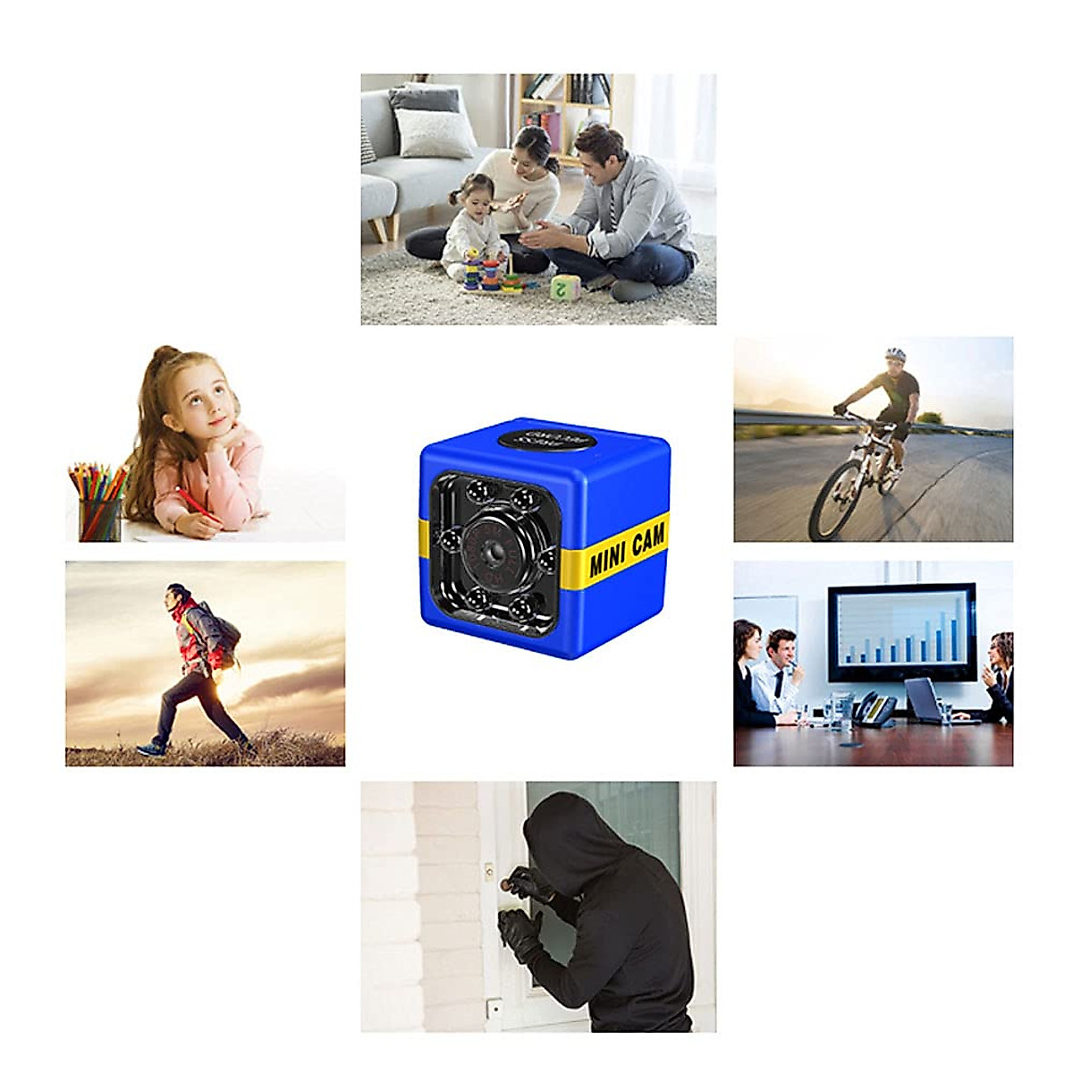 Cop Cam As Seen On TV Mini Spy Hiedden Camera ,1080P Body Camera, Convert Security Nanny Cam with Loop Recording / Motion Detection for Home,Car,Office Indoor and Outdoor ( 8GB Micro SD Card)