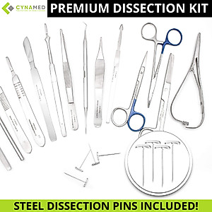 20Pcs Advanced Dissection Kit for Medical Biology & Veterinary Students- Anatomy Lab Botany Animal Frog Dissecting Kit. Stainless Steel Scalpel Knife Handle Blades - Premium Tools