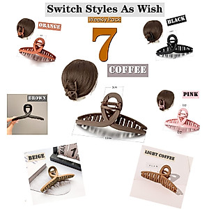 SEVEN LUCKY LIGHT Medium Hair Clips,7 Pcs Simple Design Butterfly Hair Clips 4.5" Claw Clips for Thick Hair,Basic Style Neutral Hair Clips for Women