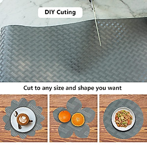 HOMPAL Cabinet Shelf Liner, Drawer Liner, Kitchen Cabinet Liners for Shelves, Non-Slip Wire Shelf Liner Plastic Pad Cabinet Mat Drawer Liners for Kitchen, Fridge, Storage(17.5" x 59" x 3 Rolls)-Grey