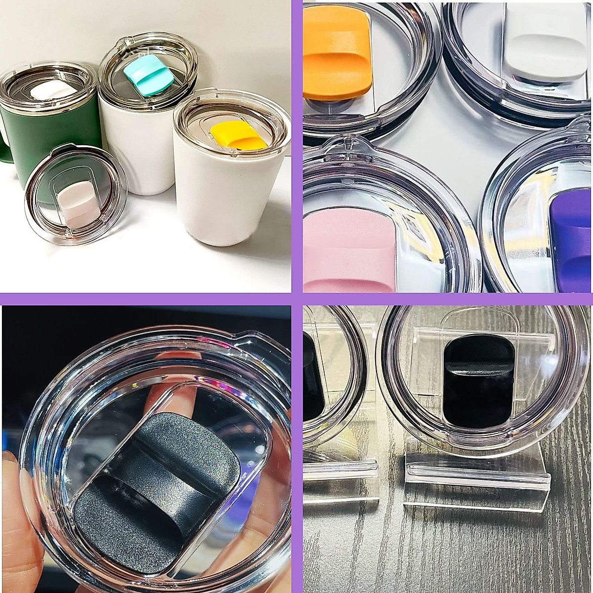 New Upgrade Magnetic Slider Replacement: Magslider For Yeti Lids 10 oz, 14oz, 16 oz, 20 oz, 26 oz, 30 oz (Black-Black)