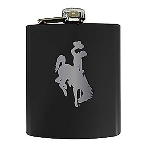 University of Wyoming Matte Finish Stainless Steel 7 oz Flask (Black)