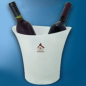 LED Ice Bucket,TECKCOOL 5L Large Capacity Wine Cooler Led Waterproof with Colors Changing,Retro Champagne Wine Drinks Beer Bucket,Power by 2 AA Batteries,for Party,Home,Bar,etc (batteries not include)