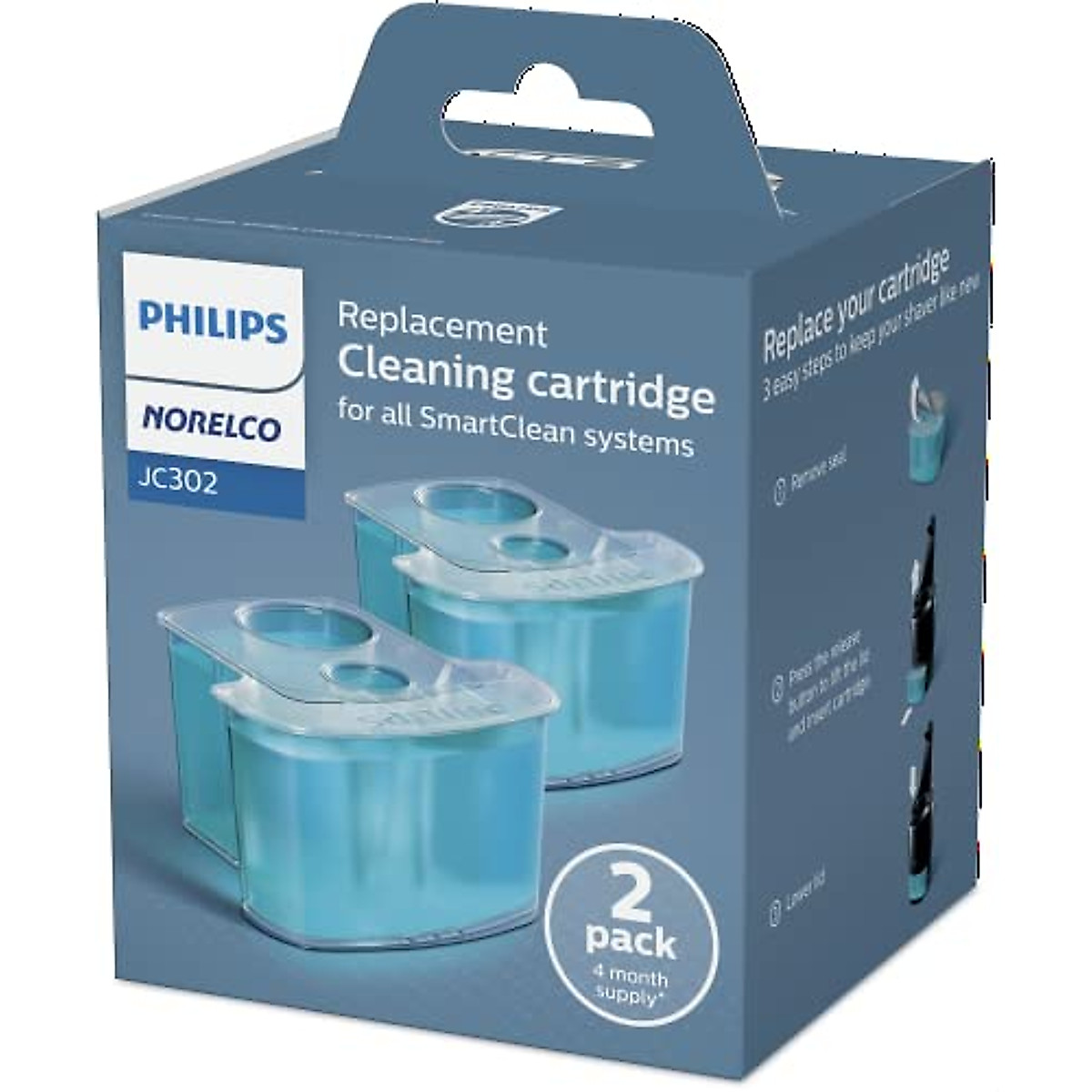 Philips Norelco Cleaning Cartridges for SmartClean System, 2 Count, JC302/52