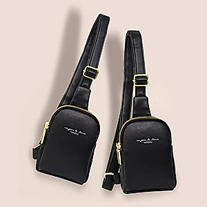 AomiduoLeather Sling Backpack, Multipurpose Crossbody Shoulder Bag Travel Hiking Daypack for Women Girl, Black