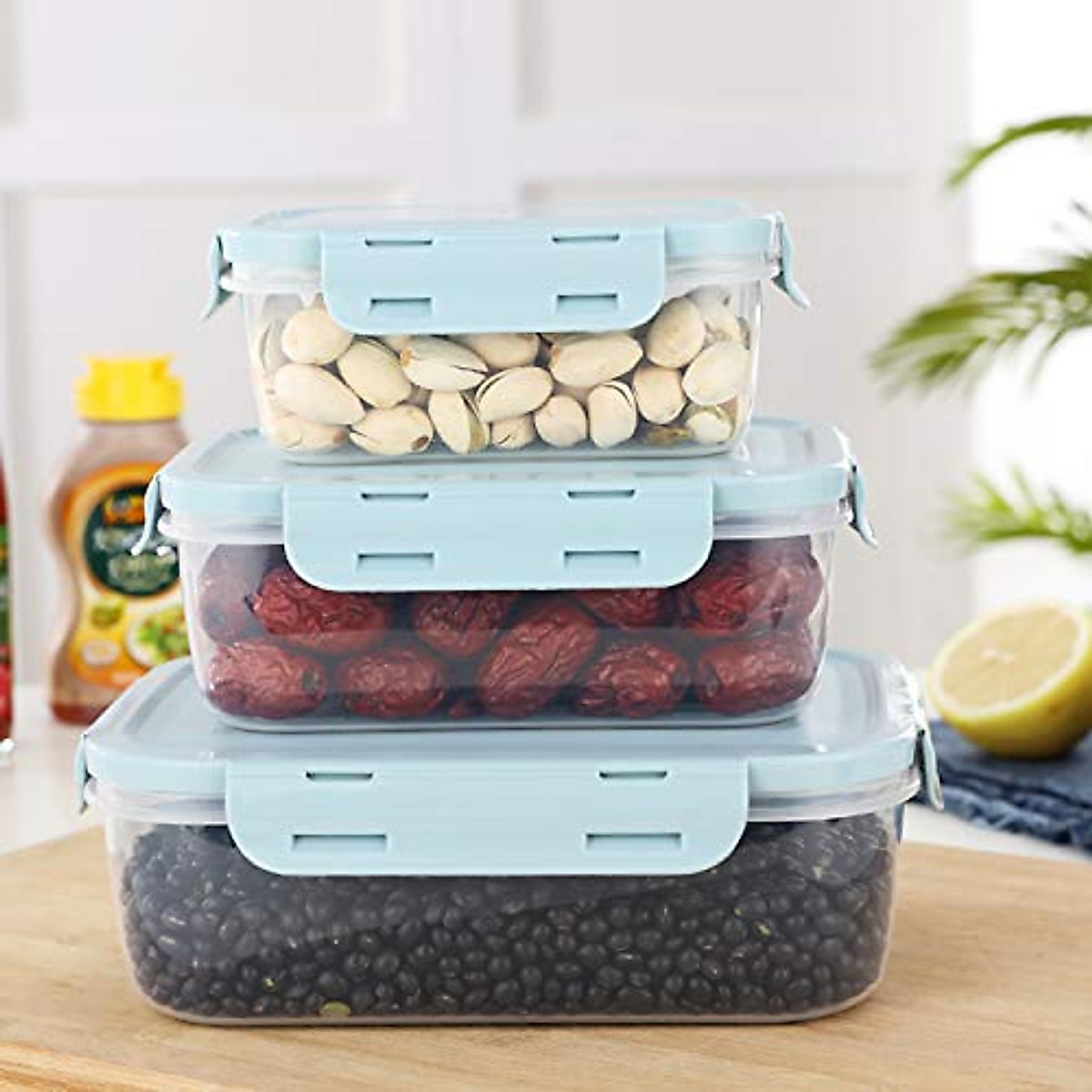 HoleviFO Food Storage Containers with Airtight Lids - Food Prep Containers Meal Prep - Lunch Containers with Lids - Meal Prep Containers -Microwave, Stackable (blue)