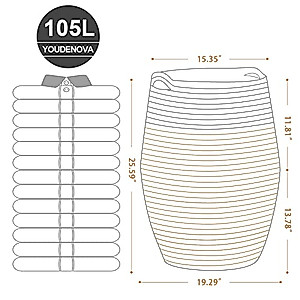Cotton Rope Laundry Hamper by YOUDENOVA, 105L - Woven Collapsible Laundry Basket - Clothes Storage Basket for Blankets, Laundry Room Organizing, Bedroom Storage, Clothes Hamper – Brown & White