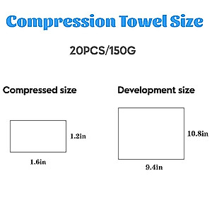 Compressed Towel, Disposable Face Compressed Towels, Soft Compressed Hand Wipe, Portable Compressed Coin Tissue for Travel/Home/Outdoor Activities（9.4X10.8in/20PCS）