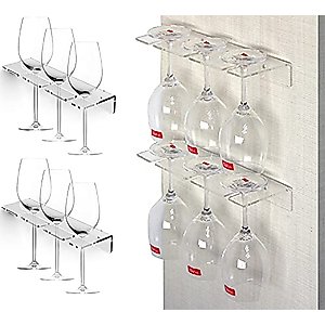 Wine Glass Holder Under Cabinet Goblet Wine Glass Holder Kitchen Cabinet Storage Rack Cup Hook Tableware Storage Rack Suitable for bar Kitchen (2 Set)