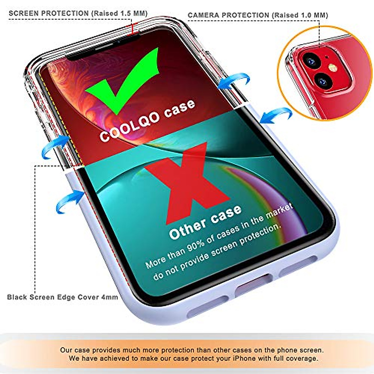 COOLQO Compatible for iPhone 12 /iPhone 12 Pro Case 6.1 Inch, with [2 x Tempered Glass Screen Protector] Clear 360 Full Body Silicone Protective Shockproof for iPhone 12/12 Pro Cases Phone Cover