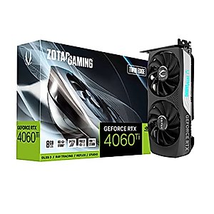 ZOTAC Gaming GeForce RTX 4060 Ti 8GB Twin Edge DLSS 3 8GB GDDR6 128-bit 18 Gbps PCIE 4.0 Compact Gaming Graphics Card, IceStorm 2.0 Advanced Cooling, Spectra RGB Lighting, ZT-D40610E-10M