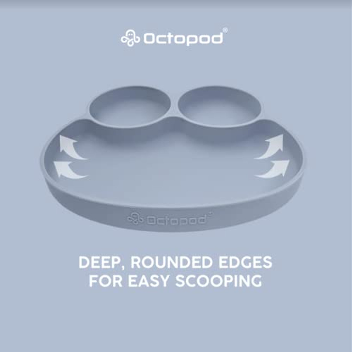 Abiie Octopod Frog Silicone Plates with Suction - Spill Proof, Easy to Clean - BPA-Free Bowl - Suction Plates for Baby and Toddler - Training & Feeding Divided Grip Dish (Pink Lavender)