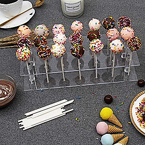 YestBuy Cake Pop Display Stand, 21 Hole Cake Pop Holder, Lollipop Holder for Weddings, Birthday Parties, Anniversaries Gift, Halloween, Christmas Candy Decorative (Clear)