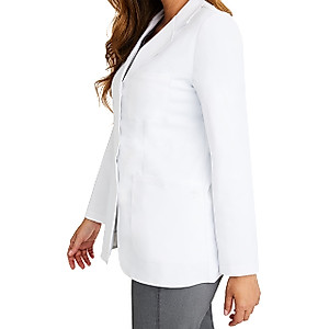 Healing Hands Women's Lab Coat with 4 Pockets, Moisture Wicking & 2-Way Stretch Fabric, Button Front Consultation Coat 5160, S, White