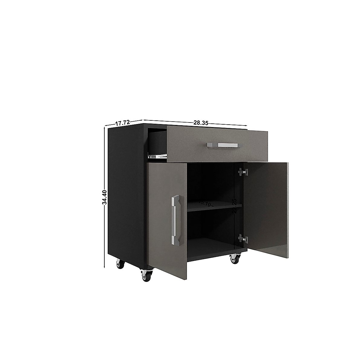 Manhattan Comfort Eiffel Garage Work Station Set of 3 in Matte Black and Gray