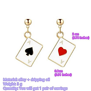 Funny Poker Dangle Earrings Cool Playing Cards Dangle Drop Stud for Women