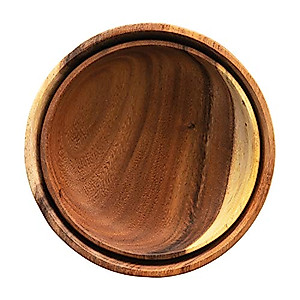 Creative Co-Op Acacia Wood, Set of 2 Bowl, Natural, 2
