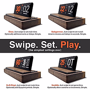 Tempest Deluxe - 2025 Edition - A Luxurious Walnut and Leather Chess Clock/Phone Dock Hybrid. Includes Deluxe Dock Plus Bundled iOS and Android Software (Phone is not Included)