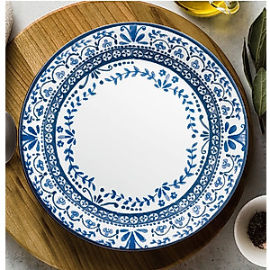 Corelle Vitrelle 4-Pieces 10.25" Glass Dinner Plates, Chip & Crack Resistant Glass Dinnerware Set Plates, Portofino