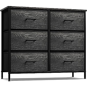 Sorbus Dresser with 6 Faux Wood Drawers - Storage Unit Organizer Chest for Clothes - Bedroom, Hallway, Living Room, Closet, & Dorm Furniture - Steel Frame, Wood Top, & Easy Pull Fabric Bins