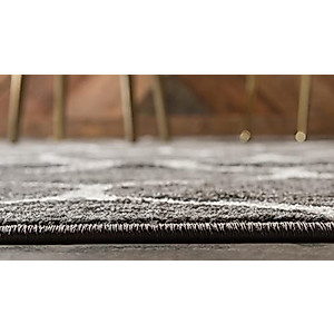 Unique Loom Trellis Frieze Collection Area Rug - Rounded (4' 1" x 6' 1", Dark Gray/ Ivory)
