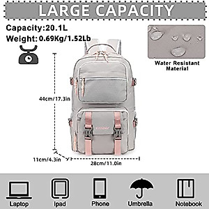 Hualibao 15.6Inch Notebook Laptop College Backpack for Women Men Water Resistant(Grey)