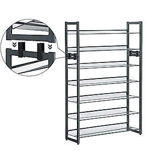 SONGMICS Shoe Rack, 5-Tier Stackable Shoe Storage Shelf, Metal Mesh, Flat or Angled Shoe Organizer Rack for 20 to 25 Pairs of Shoes, Short Boots, High Heels, Grey