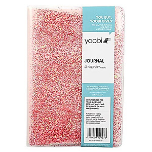 Yoobi | Journal with Liquid Glitter Cover | 6" x 8.5" | Pink Glitter