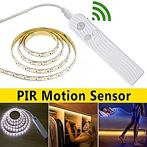 Motion Sensor Strip Light LED Counter Night Lights, Battery Operated LED Strip Light for Wardrobe, Stair, Pantry, Under Cabinet, Cupboard, Bed, Locker