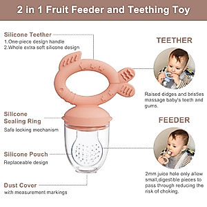 Dilovely Baby Fruit Feeder & Babies Food Freezer Trays with Lid, Pacifier Feeder, Silicone Food Molds Trays for Homemade Baby Food, Frozen Breast Milk Cube, BPA Free Pink