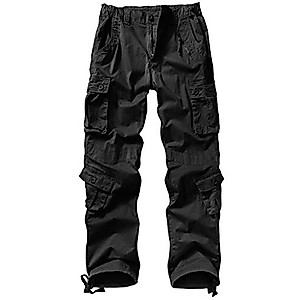 TRGPSG Women's Cargo Pants with Pockets, Outdoor Casual Camo Hiking Pants, Ripstop Construction Work Pants 3209 Black