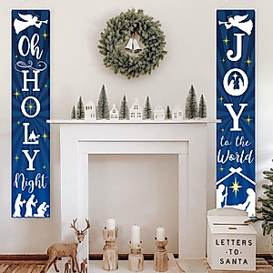 DAZONGE Nativity Scenes Christmas Decorations - Manger Scene Outdoor Christmas Decor - Holy Night Religious Christmas Porch Banners / Signs for Front Door Yard Garage
