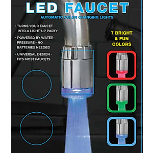 Led Faucet Lights with 7 Colors - Bathroom Faucet Aerator Bathroom Sink - Led Faucet Adapter Light - Glowing Faucet Light for Kitchen or Bathroom Sink, Fits Most Faucets