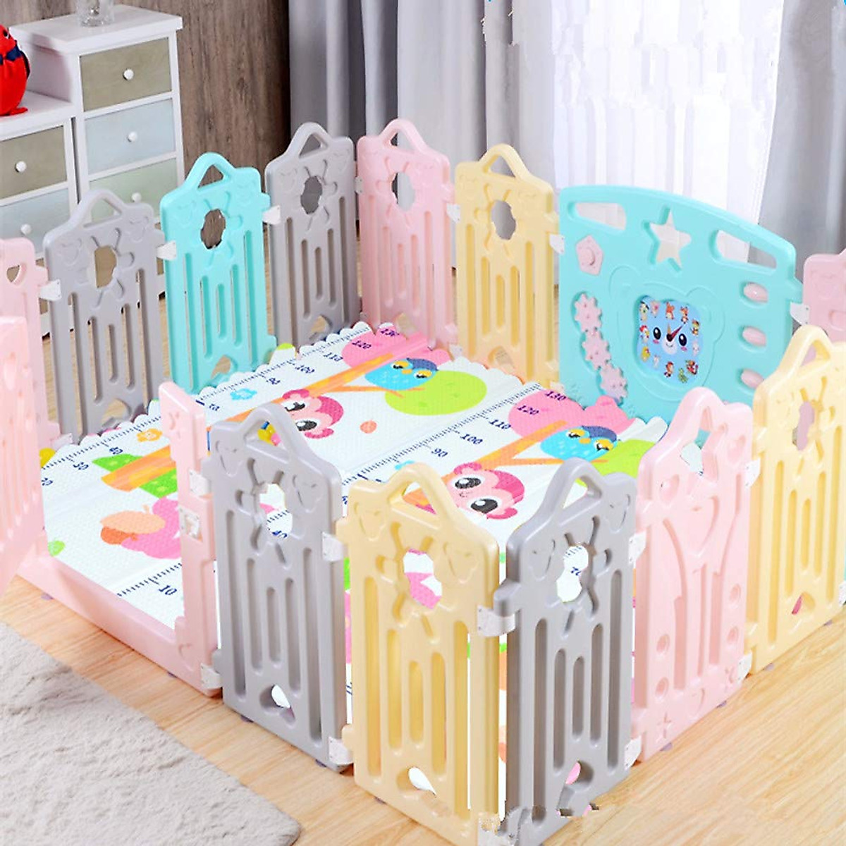 Eanpet Baby Play Mat Folding XPE Thick Foam Playmat Floor Non-Slip Large Foam Reversible Area Rug Waterproof Baby Toddler Play Crawl Mat, Portable Non-Toxic Activity Mat - 5 x 7 FT (Sea)