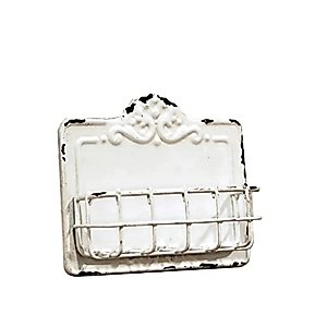 VIP Home & Garden MT2155 Vintage Style Antique Business Card Holder, White, Metal