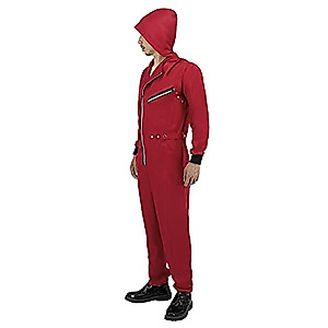 Men Red Jumpsuit Cosplay Costume for Halloween Role Playing Dressing up Adults Money Outfit S-XXL (X-Large)