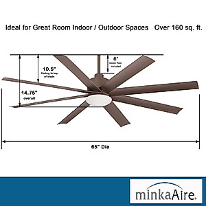 Minka Aire Slipstream 65 in. Integrated LED Indoor/Outdoor Oil Rubbed Bronze Ceiling Fan with Light and Remote Control