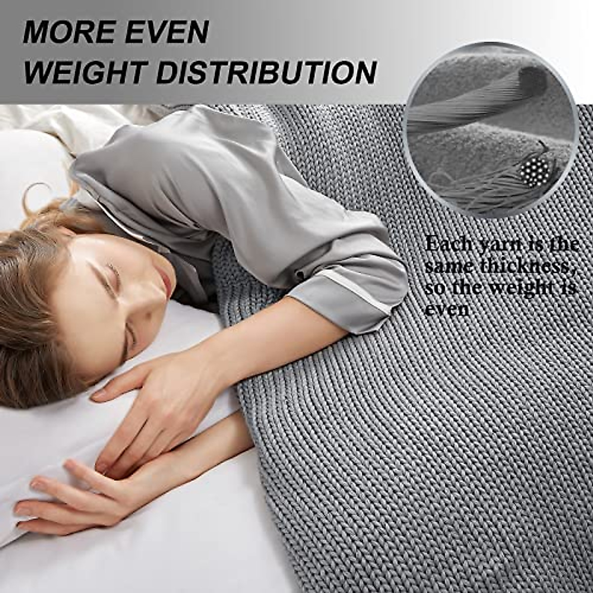 L'AGRATY Knitted Weighted Blanket - 60"x80" 15lbs Cooling Chunky Knit Heavy Blanket for Adults Braided Crochet Throw Thick Cable Yarn Knit Decorative Blanket No Beads Evenly Weighted Machine Washable