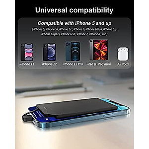 TNTOR Portable Charger with Built in Lightning Cable(MFi Apple Certified) 5000mAh Ultra Slim Power Bank Compatible with iPhone 14/13/12/11 Pro/Max/X/8/7 etc