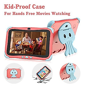 Kids Tablet 8 inch Android Toddler Tablet 2GB 64GB Tablet for Kids App Parent Control Kids Learning Tablet WiFi Dual Camera With Shockproof Case, Netflix, YouTube, for Boys Girls, ages 3-16, Red