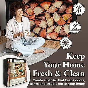 Choice Home Goods Magnetic Fireplace Cover - Cozy Wood Design Fireplace Draft Blocker - Fire Place Cover for The Living Room - Fireplace Insulation Draft Stopper - Fireplace Blanket - 39 x 32”