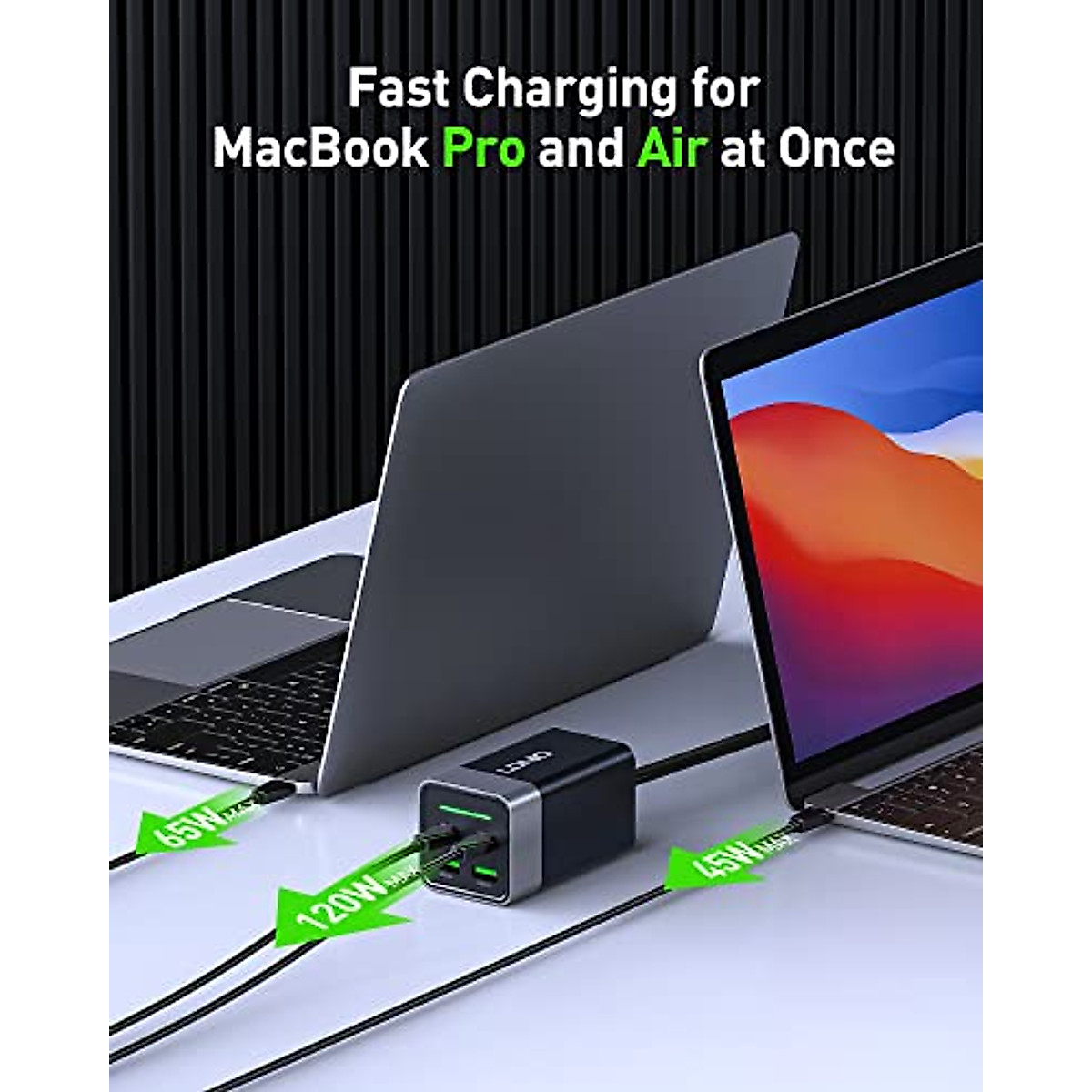 120W USB C Charger, LDNIO 4 Ports GaN III Fast Desktop Charger with 2 USB-C +2 USB-A, PD 100W Power Adapter for MacBook Pro/Air, iPad, iPhone 14/14 Pro Max/14 Plus, Galaxy 22/21, Steam Deck and More
