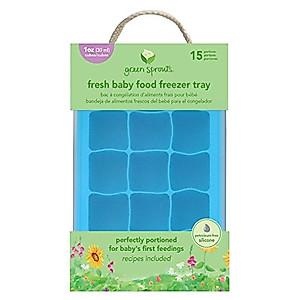 green sprouts Fresh Baby Food Freezer Tray | Perfectly portioned for baby's first feedings | Clear lid for covering food & stacking trays, Flexible for easy removal, Dishwasher safe, Aqua