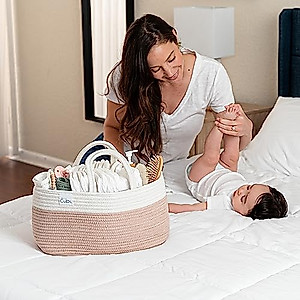 Comfy Cubs Diaper Caddy Organizer- Large Portable Baby Diaper Caddy Nursery Storage Bin and Car Travel Basket and Baby Changing Pad, Portable Diaper Changing Pads Bundled