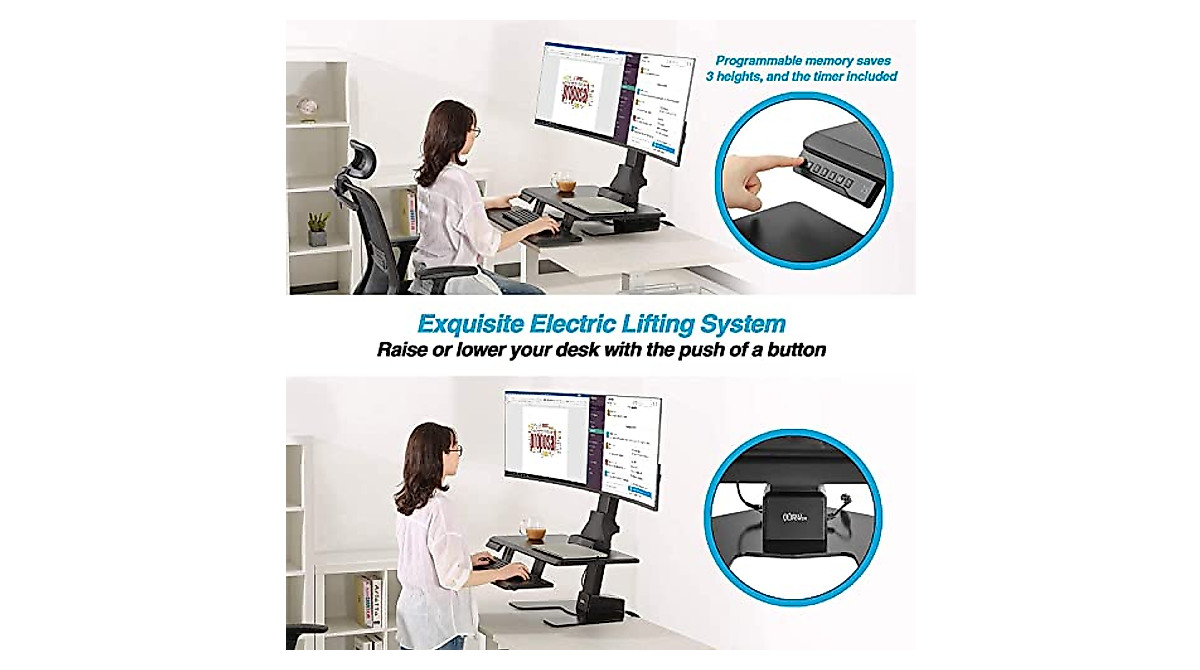 AVLT Electric Standing Desk Converter - Dual Monitor Lift