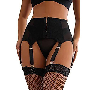 Love Salve Lingerie for Women - Sexy 2-Piece Garter Belt Set with Lace & Adjustable Straps - Valentine's Day Lingerie Women - Garter Belt with Stockings for Women - Perfect Fit & Curves Enhancement